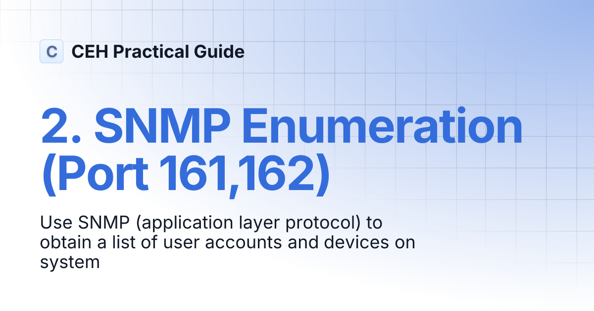 2. SNMP Enumeration (Port 161,162) | CEH Practical Guide